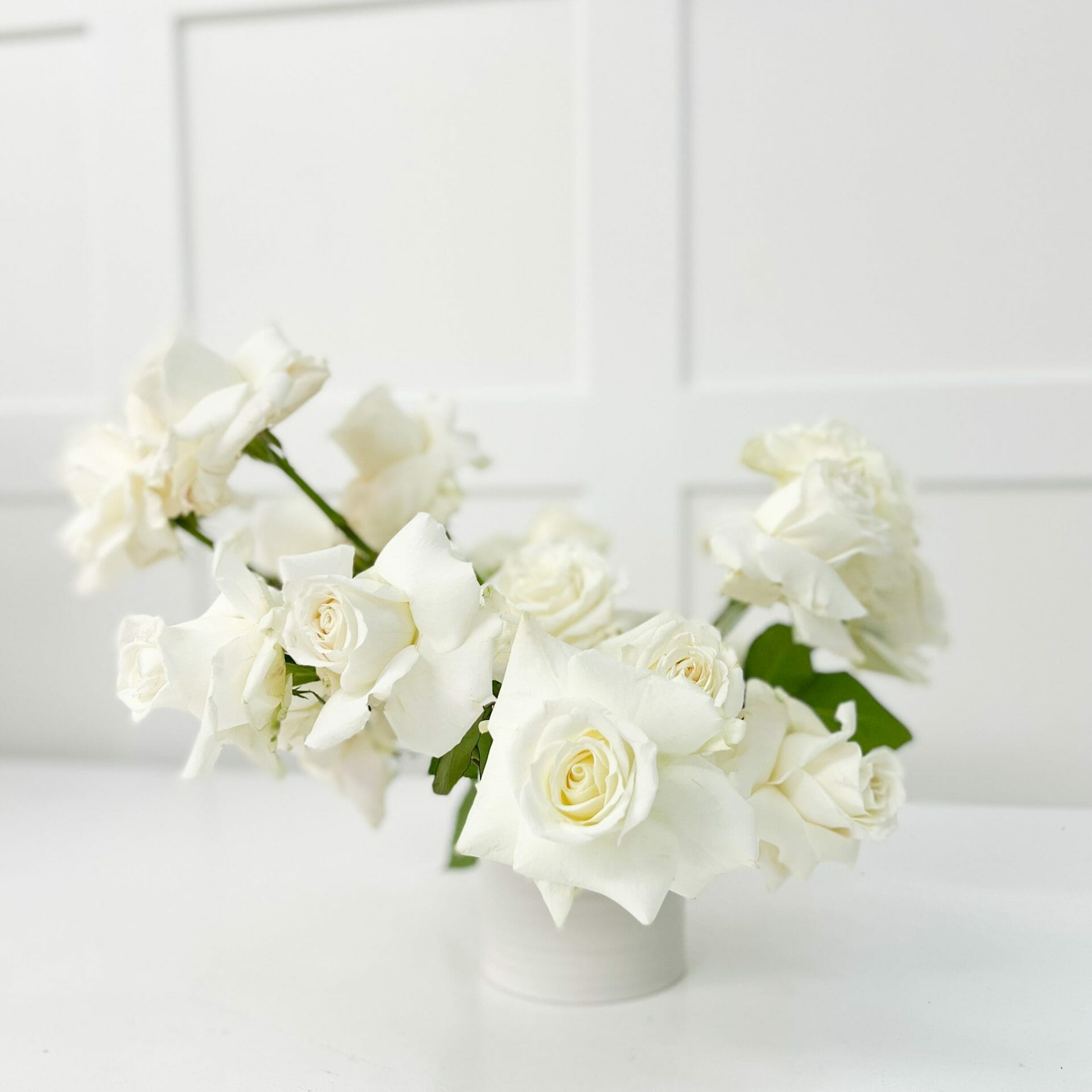 Monochromatic Fresh White Floral Vase Arrangement • FloralBASH